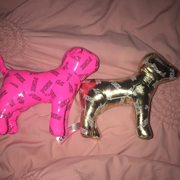PINK Victoria's Secret | Other | 2 Pink Dogs Bundle Super Cute Gold And ...